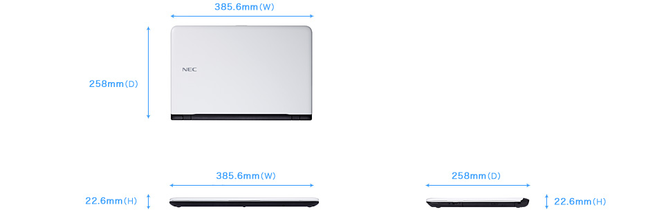 121ware.com > 製品情報 > LaVie Note Standard > 各部の名称・サイズ