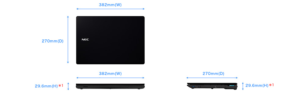 121ware.com > 製品情報 > LaVie Note Standard > 各部の名称・サイズ