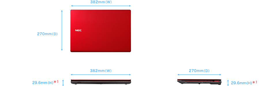 121ware.com > 製品情報 > LaVie Note Standard > 各部の名称・サイズ