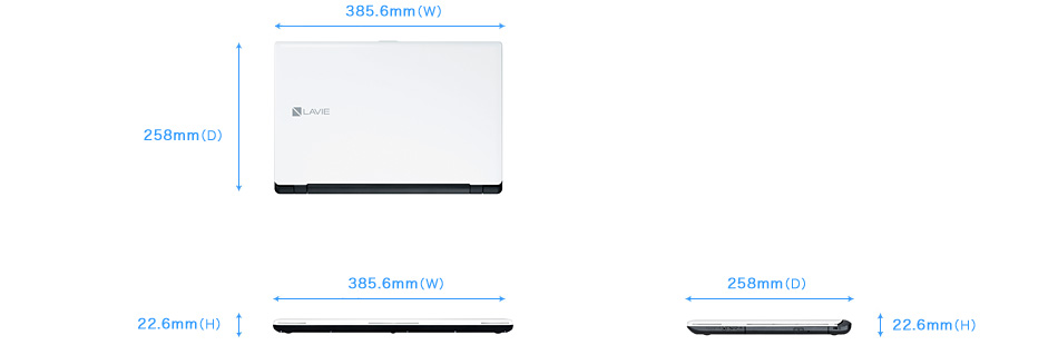 LAVIE Note Standard（NS100/D2W,NS100/D1W）各部の名称・サイズ｜NEC:121ware.com